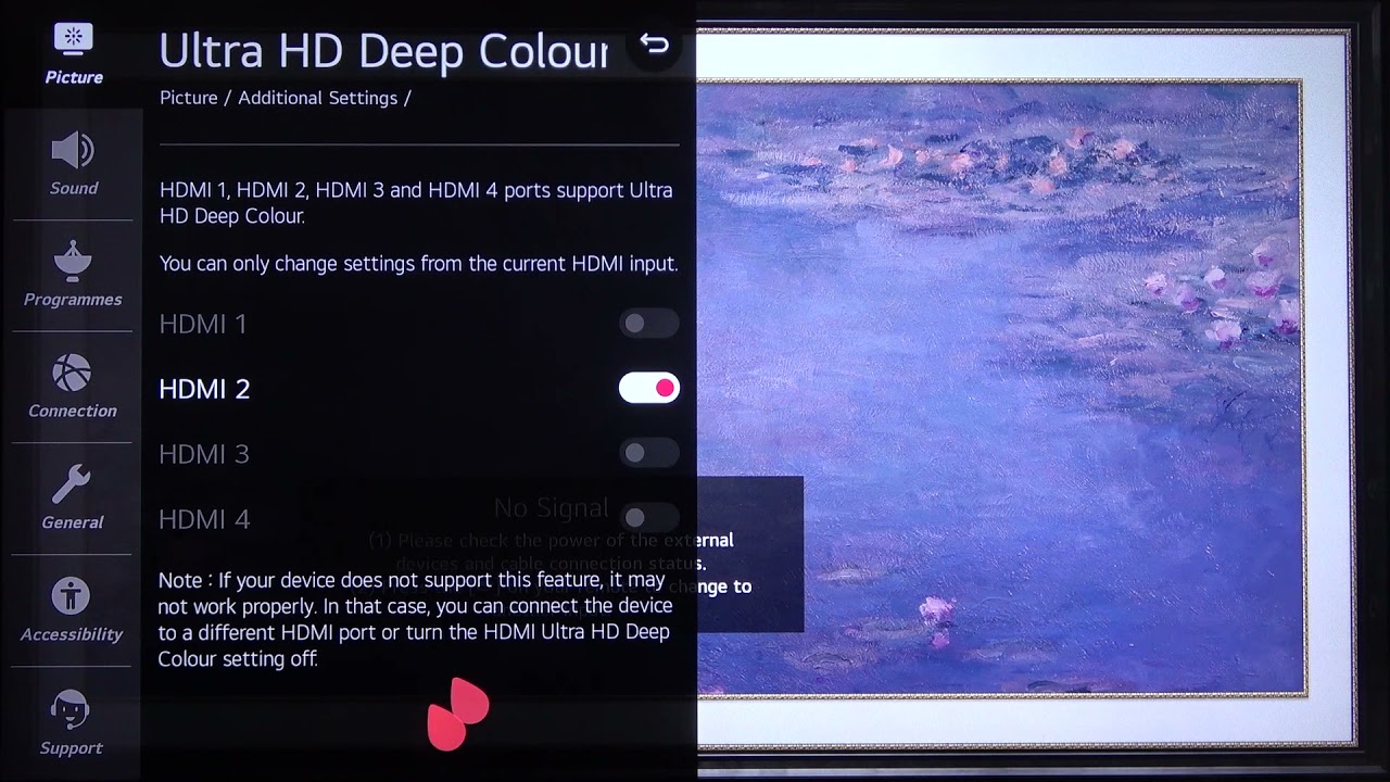 Cómo activar HDMI Ultra HD Deep Color en tu televisor 4K