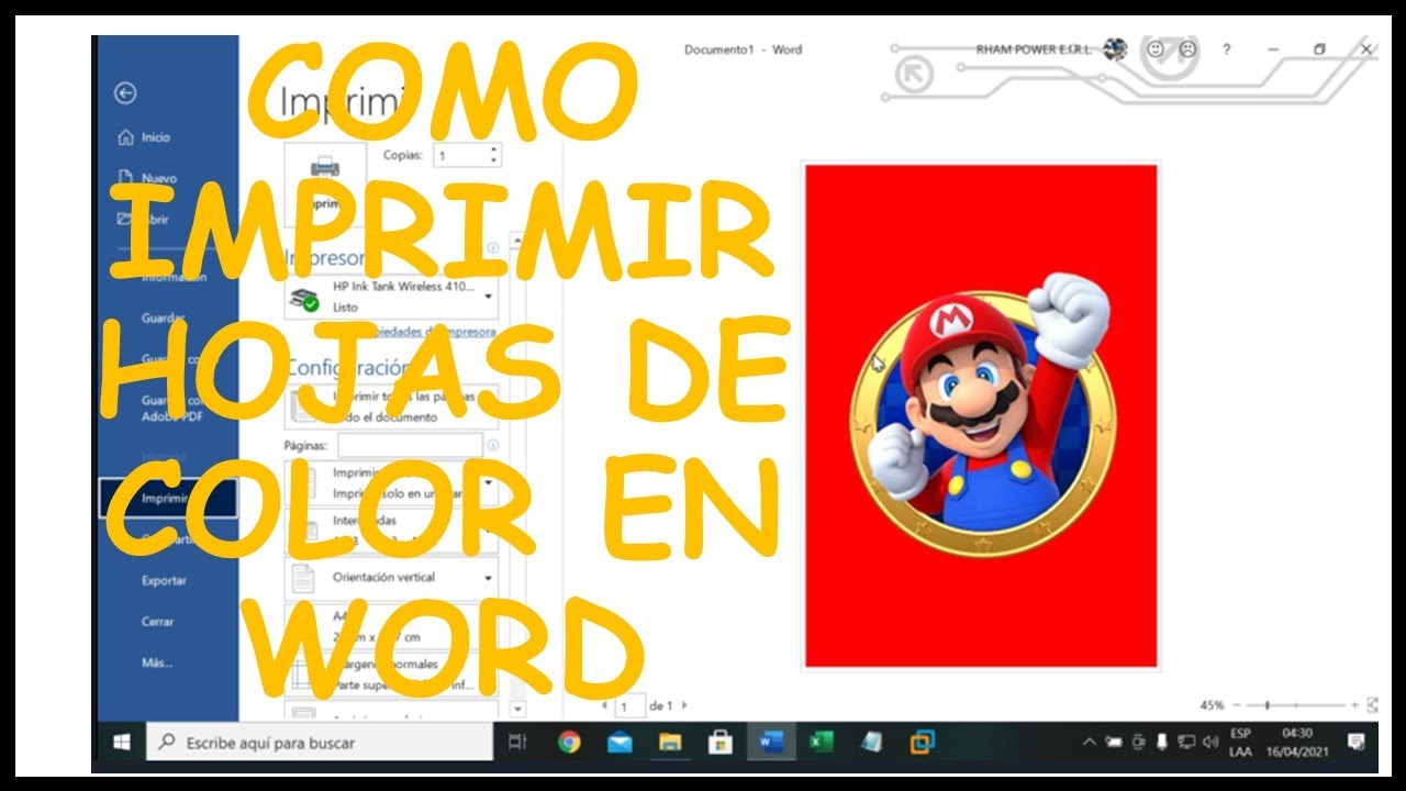 Cómo imprimir a color en Word